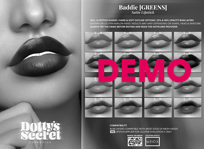 Second Life Marketplace - Dotty's Secret - Baddie - Satin Lipstick ...